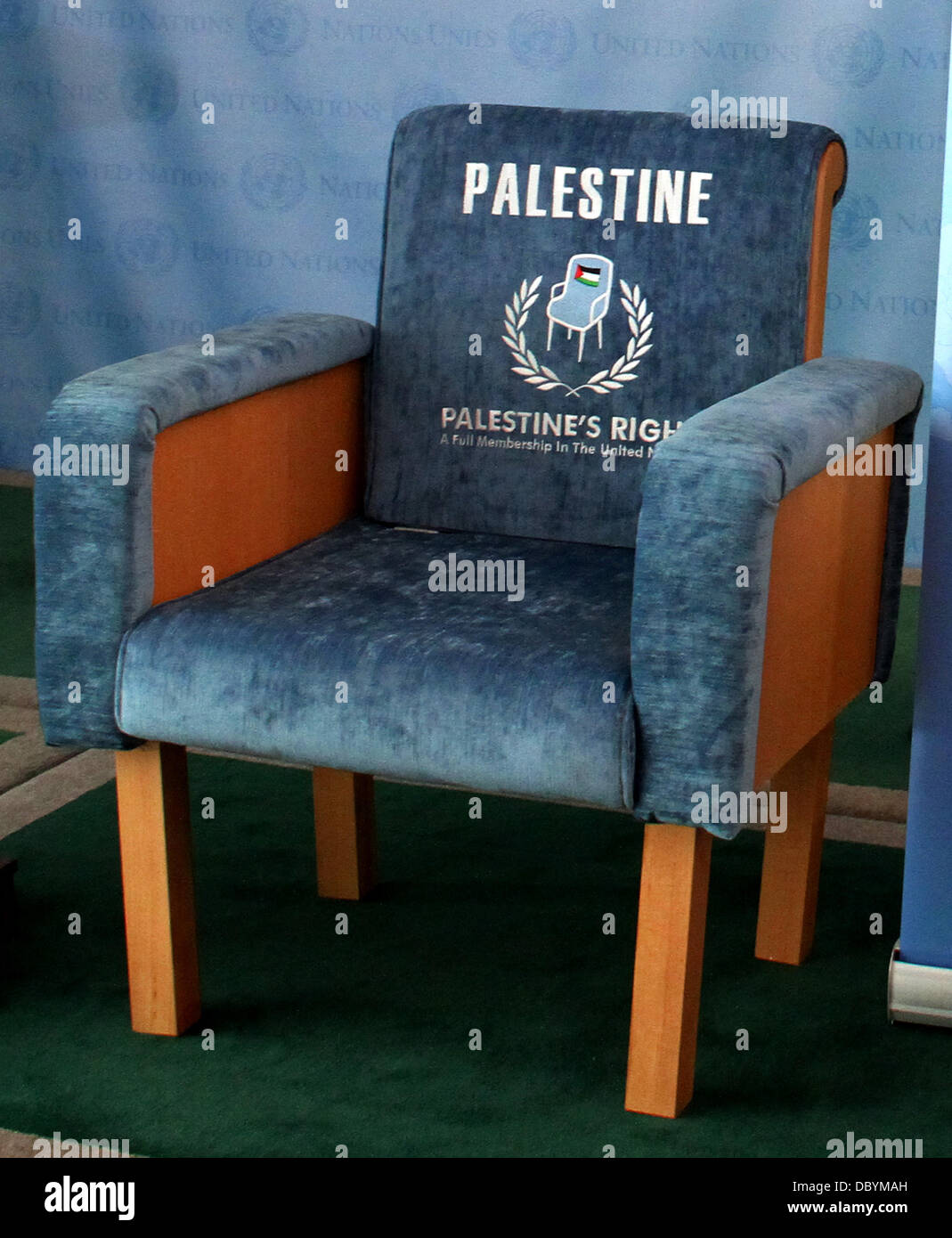 A Palestinian chair arrives at the UN headquarters as part of a ...
