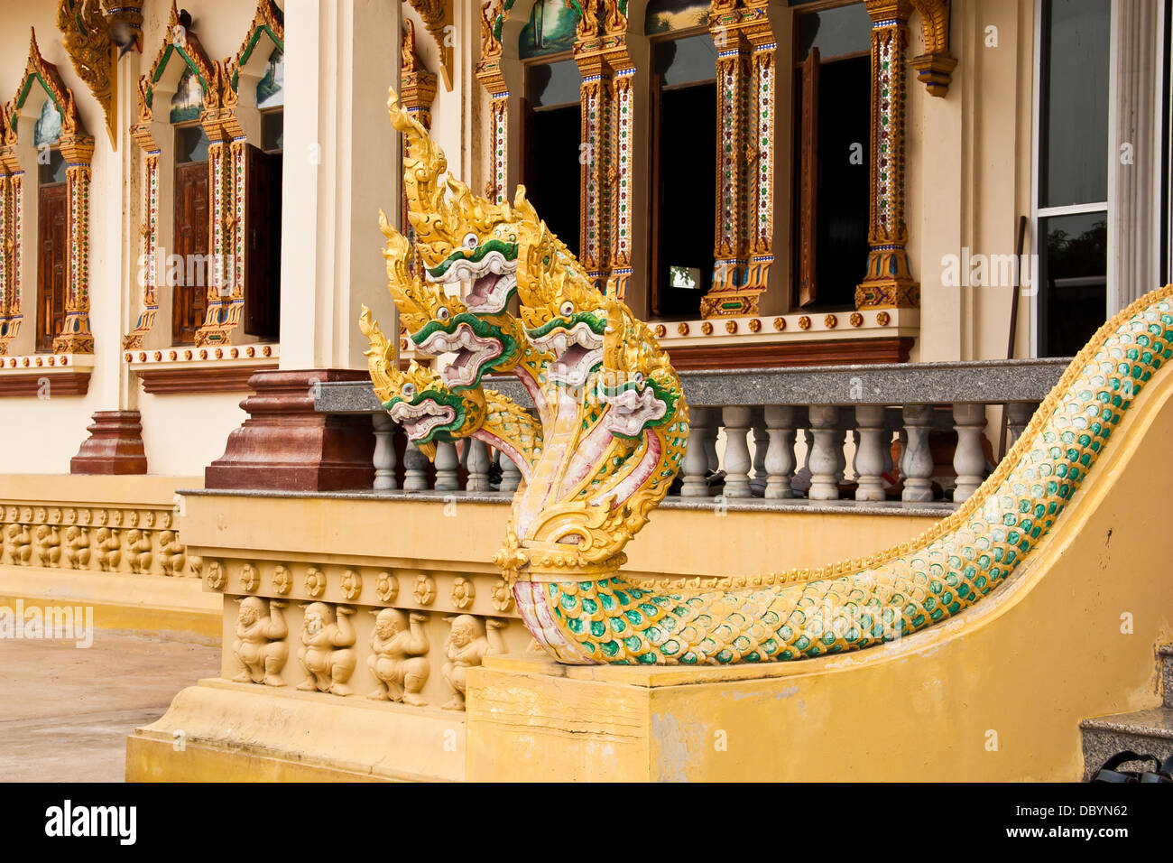 Serpent standing as part of the decoration of the way up temple in ...
