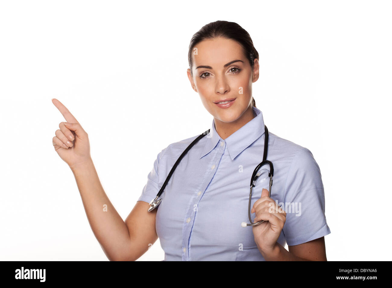 Doctor pointing with her finger Stock Photo - Alamy