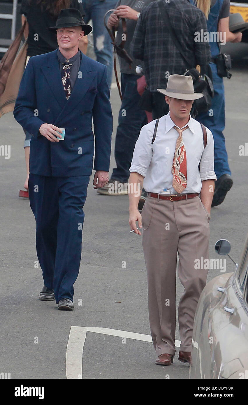 Ryan Gosling on the set of his new movie 'The Gangster Squad' Los ...