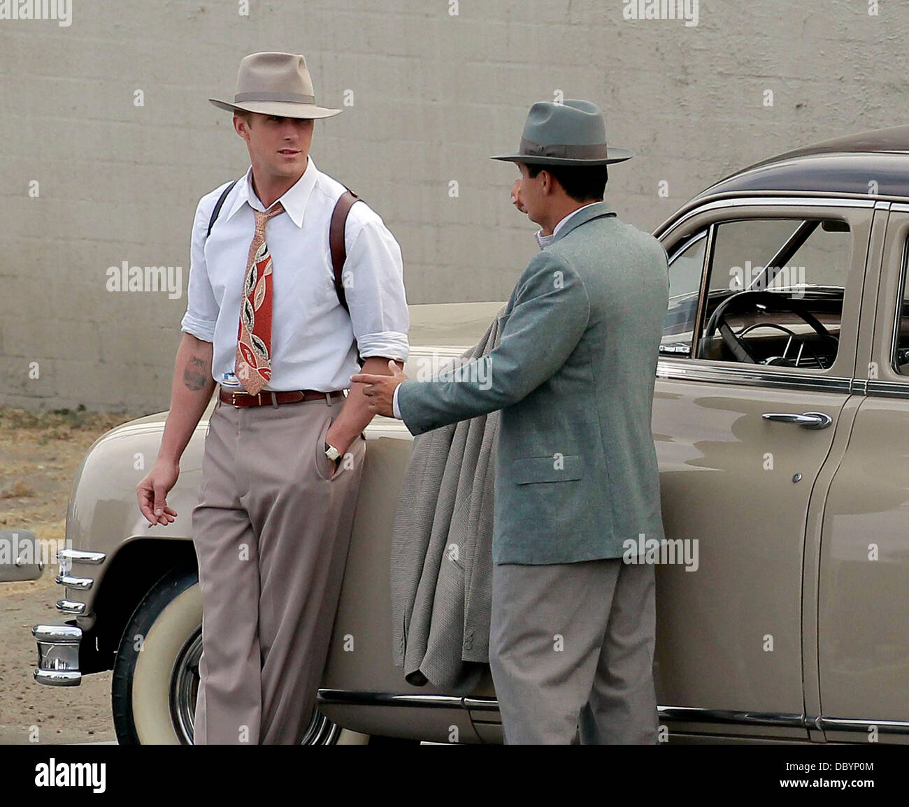 Ryan Gosling on the set of his new movie 'The Gangster Squad' Los ...