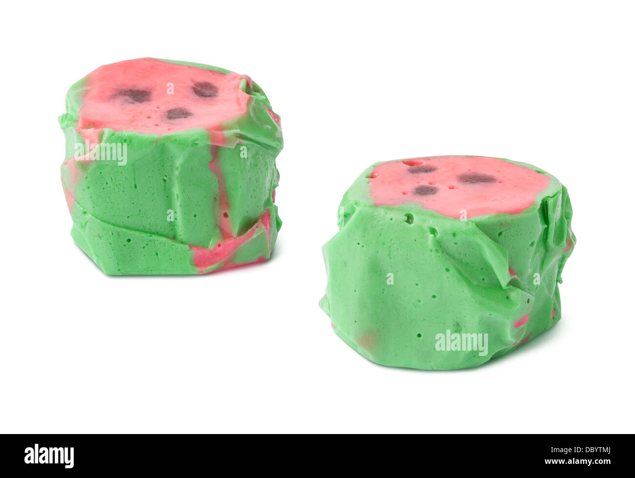 Watermelon Salt Water Taffy isolated on white Stock Photo - Alamy