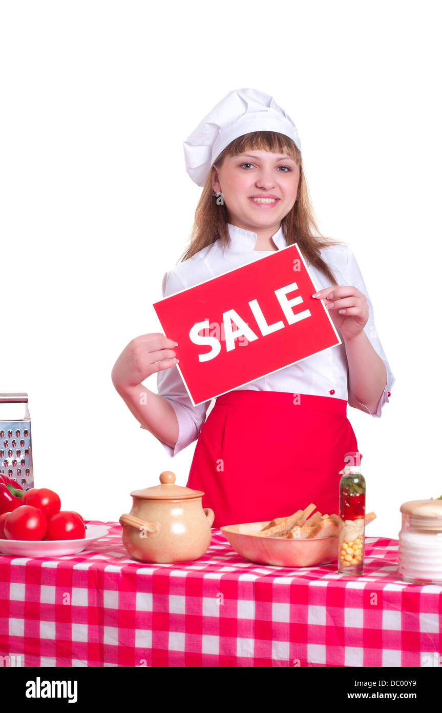 Woman holding sale sign hi-res stock photography and images - Alamy