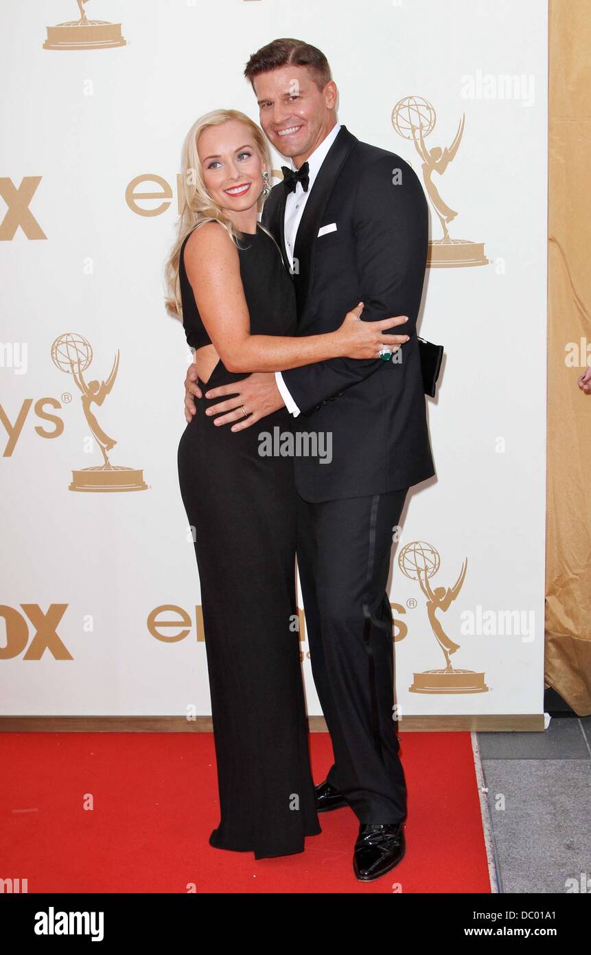 David Boreanaz and Jamie Bergman The 63rd Primetime Emmy Awards held at ...