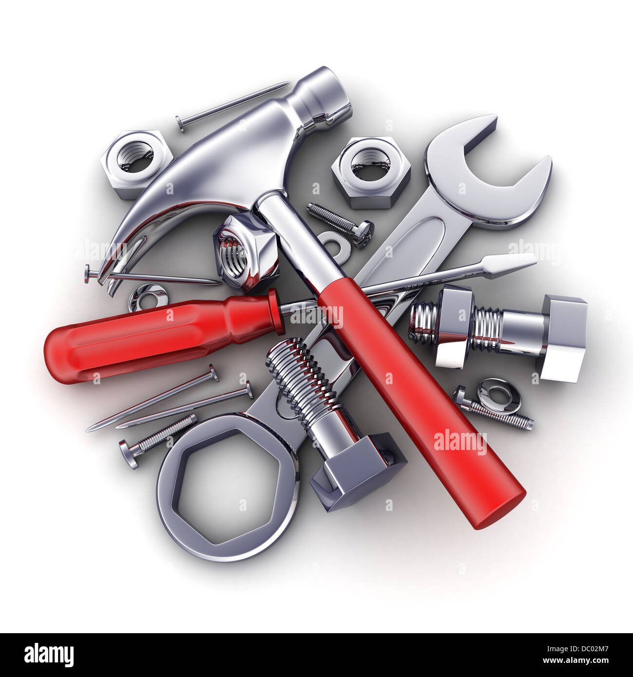 Tools, symbol repair (done in 3d, isolated Stock Photo - Alamy
