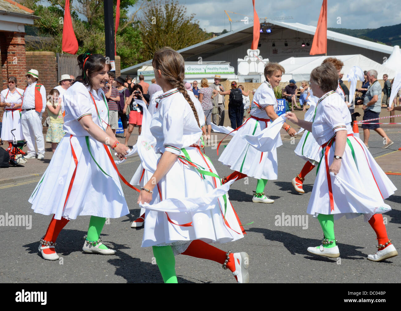 Women Morris dancers at Sidmouth Folk Week, Devon, UK Stock Photo - Alamy