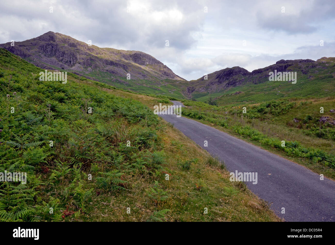 Looking north up the Hardknott Pass towards the summit from a point ...