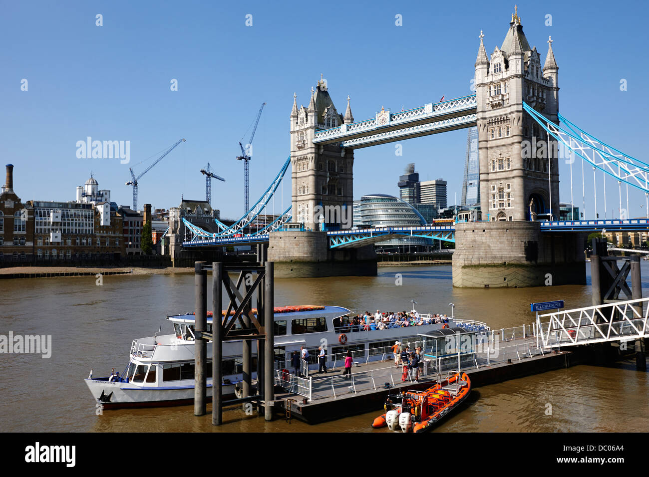 st katherines pier on the river thames in front of tower bridge London ...