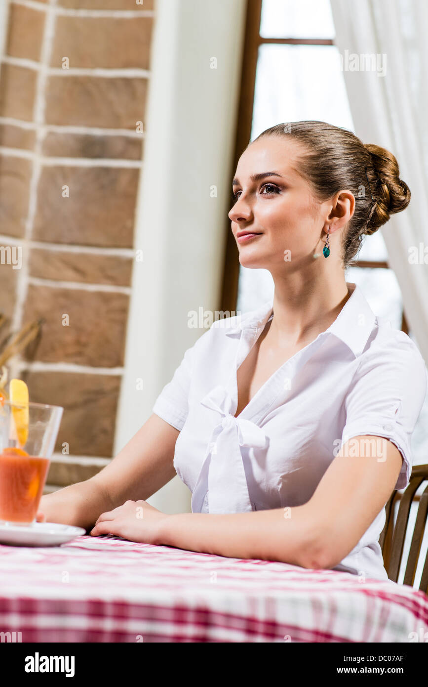 portrait of a nice lady in a restaurant Stock Photo - Alamy