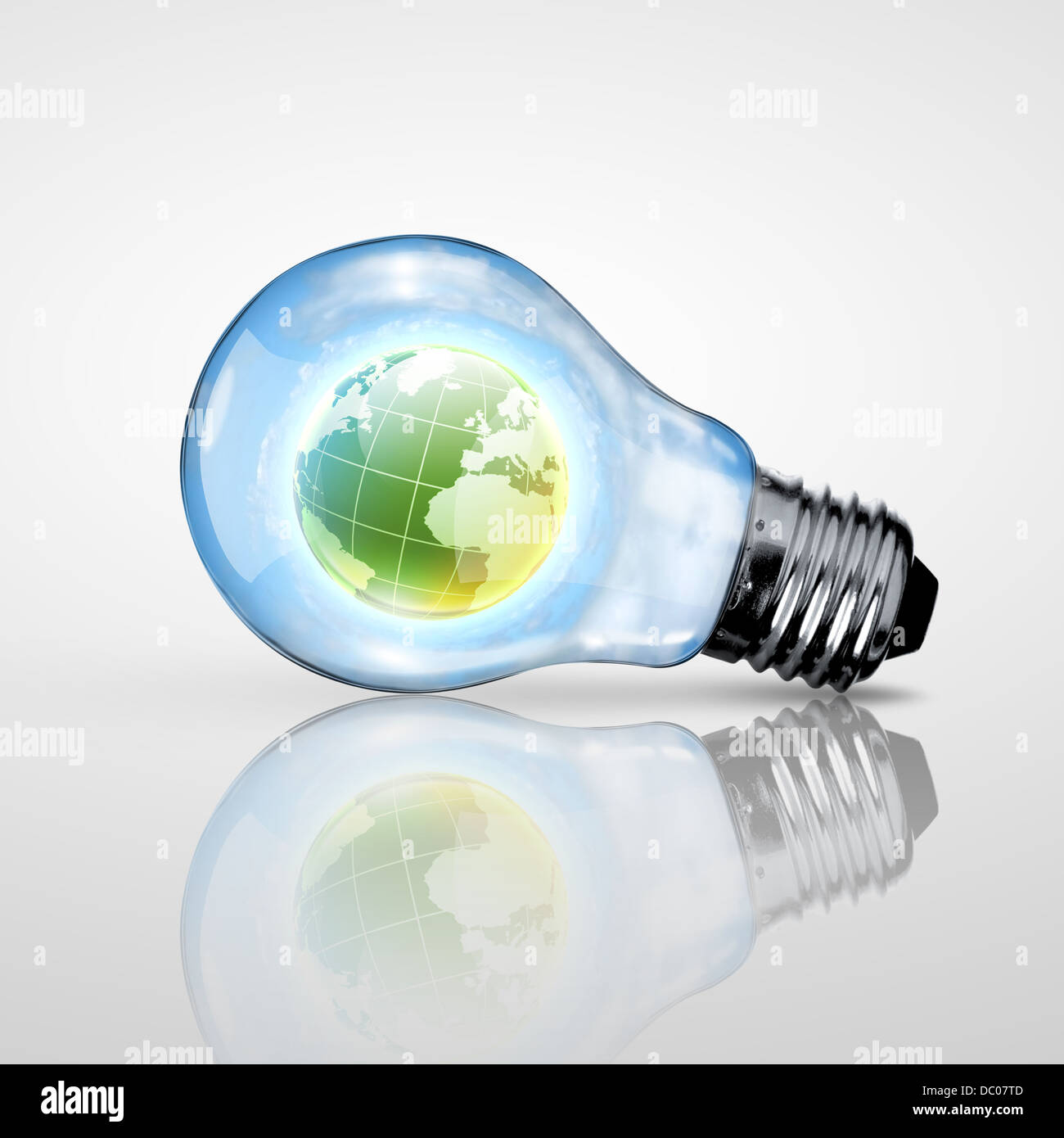 Electric light bulb and planet inside it Stock Photo - Alamy