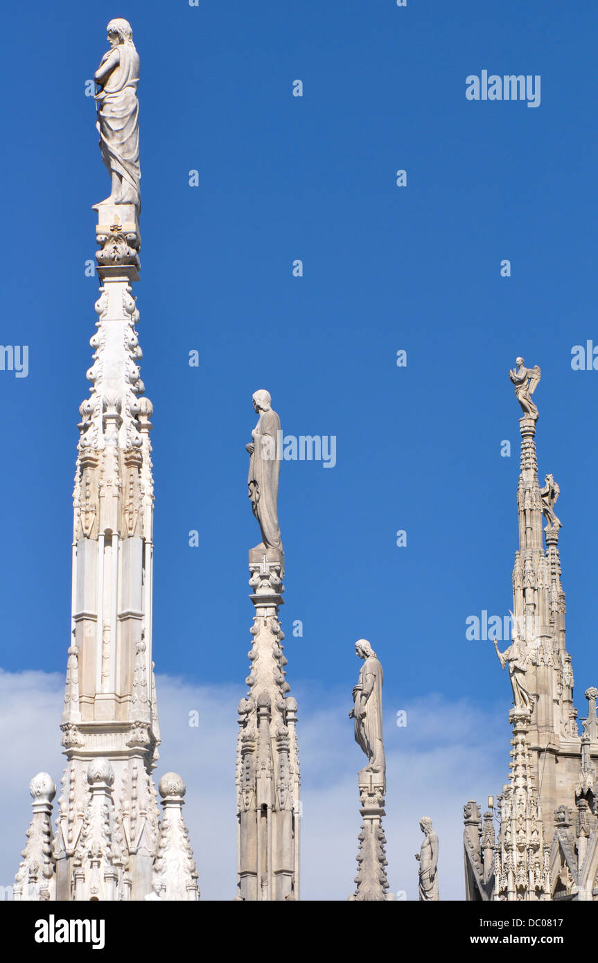 Different Gothic style statues of milano Duomo, one of the biggest ...