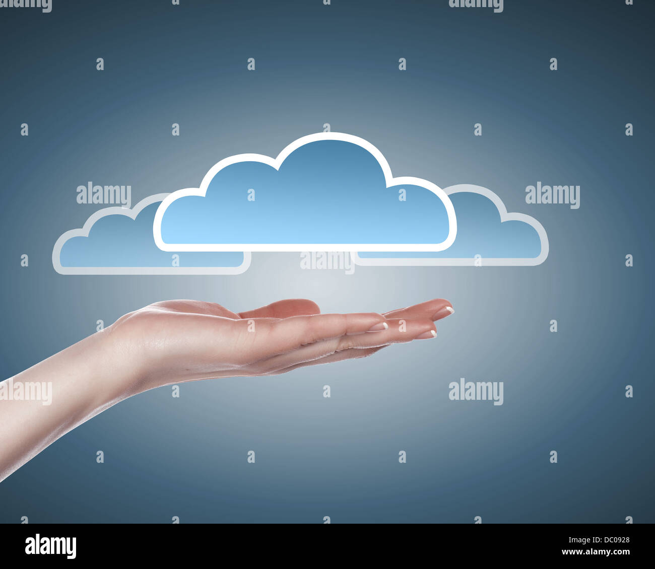 Hand with cloud computing symbol Stock Photo - Alamy