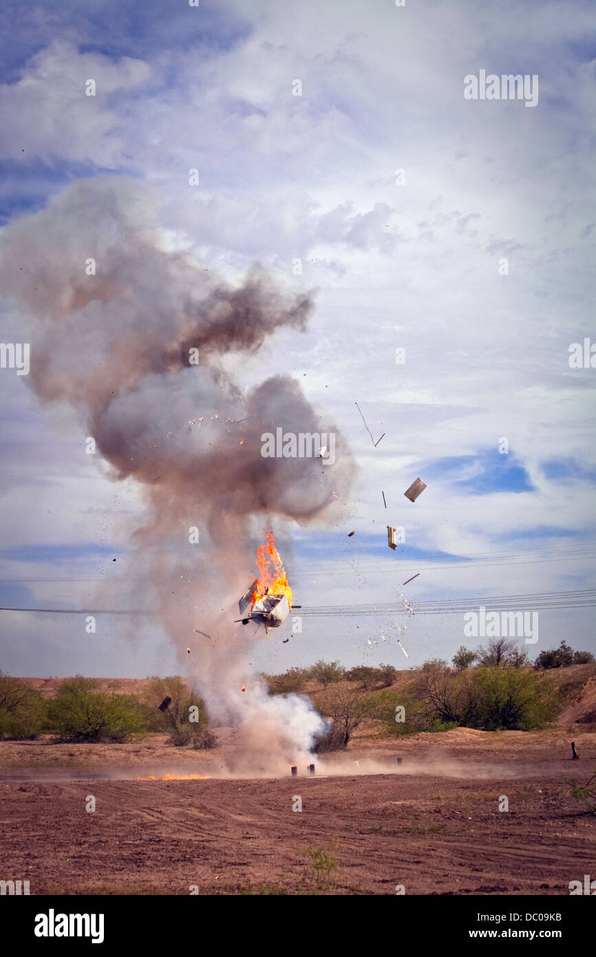 Appliance exploded by movie special effects pyrotechnic team Stock ...