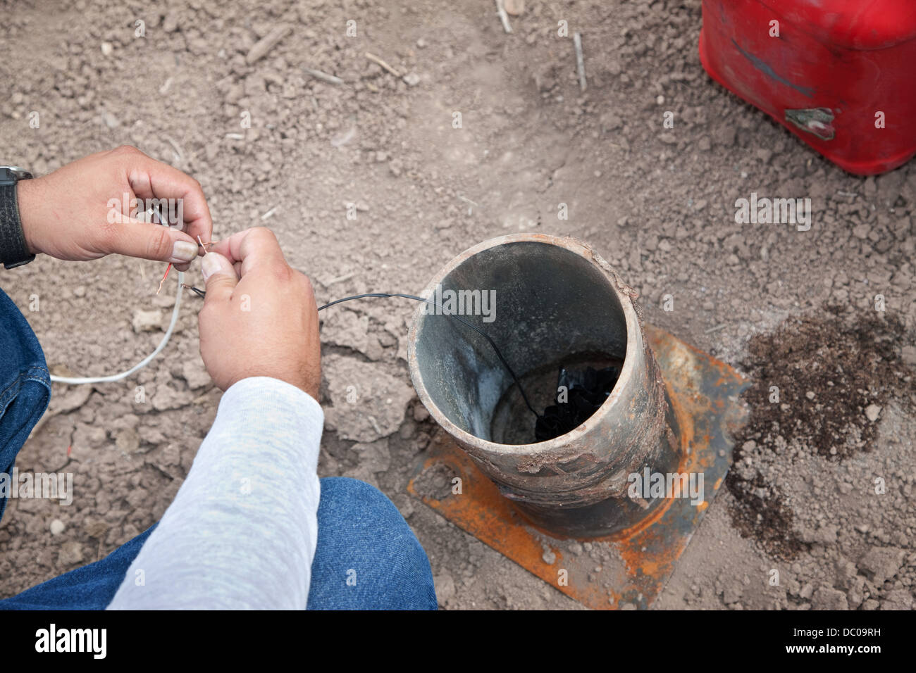Hands of Special Effects Worker and Tube Stock Photo - Alamy