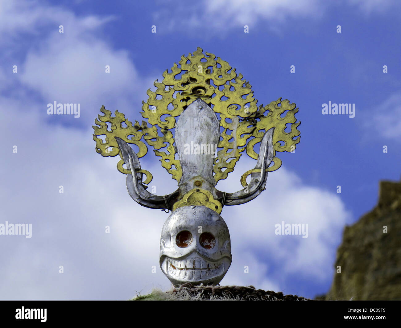 Tibetan Tantric Buddhism Iconography, the Skull and Trident, taken in ...