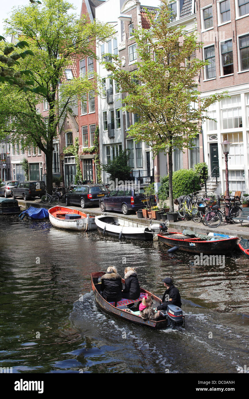 Amsterdam Netherlands Holland Europe small boats along a canal Stock ...