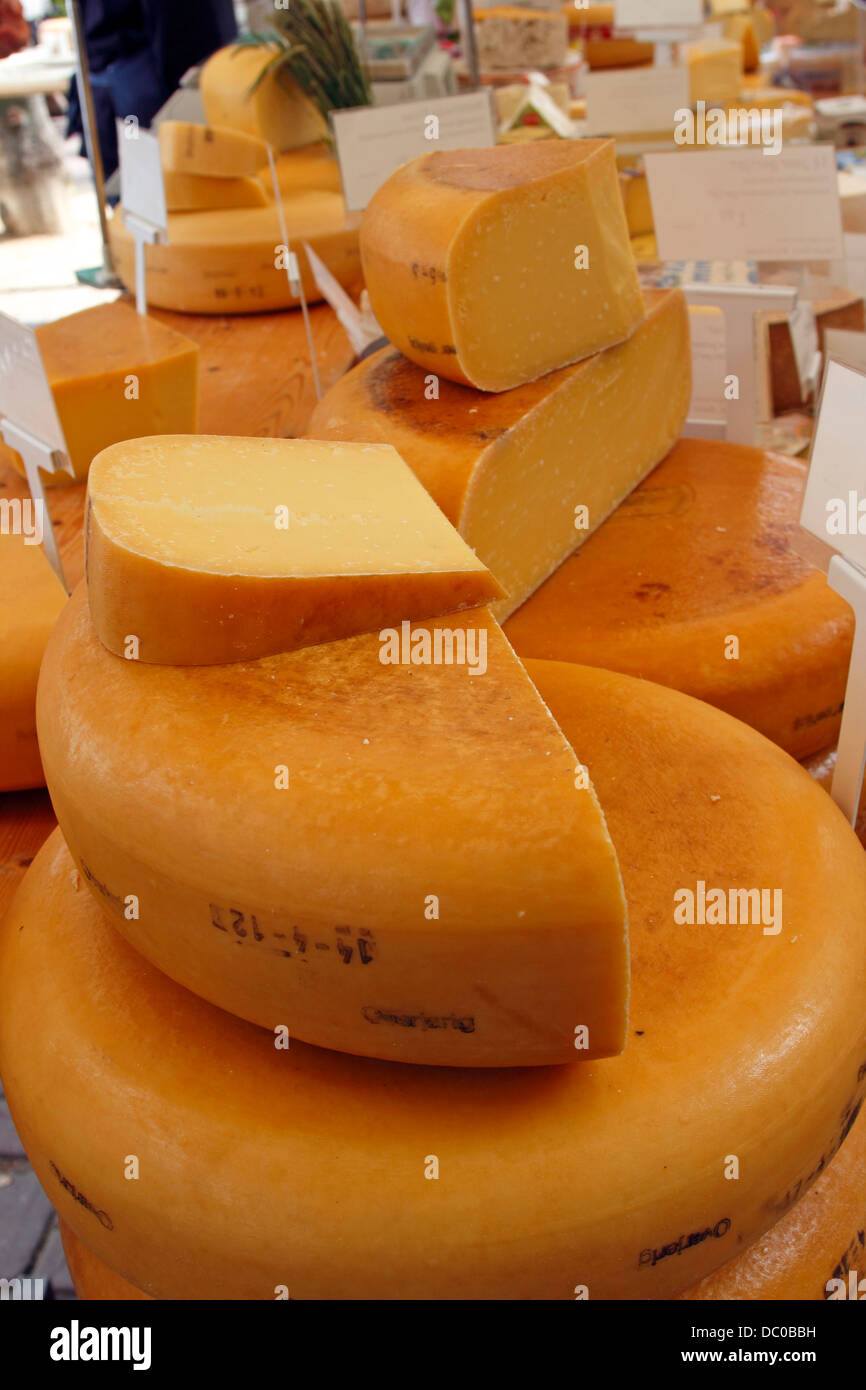 Amsterdam Netherlands Holland Europe cheese display stall in the ...