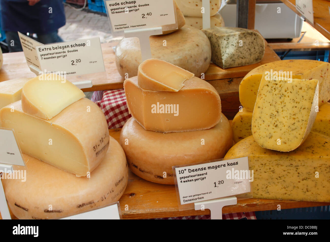Amsterdam Netherlands Holland Europe cheese display stall in the ...