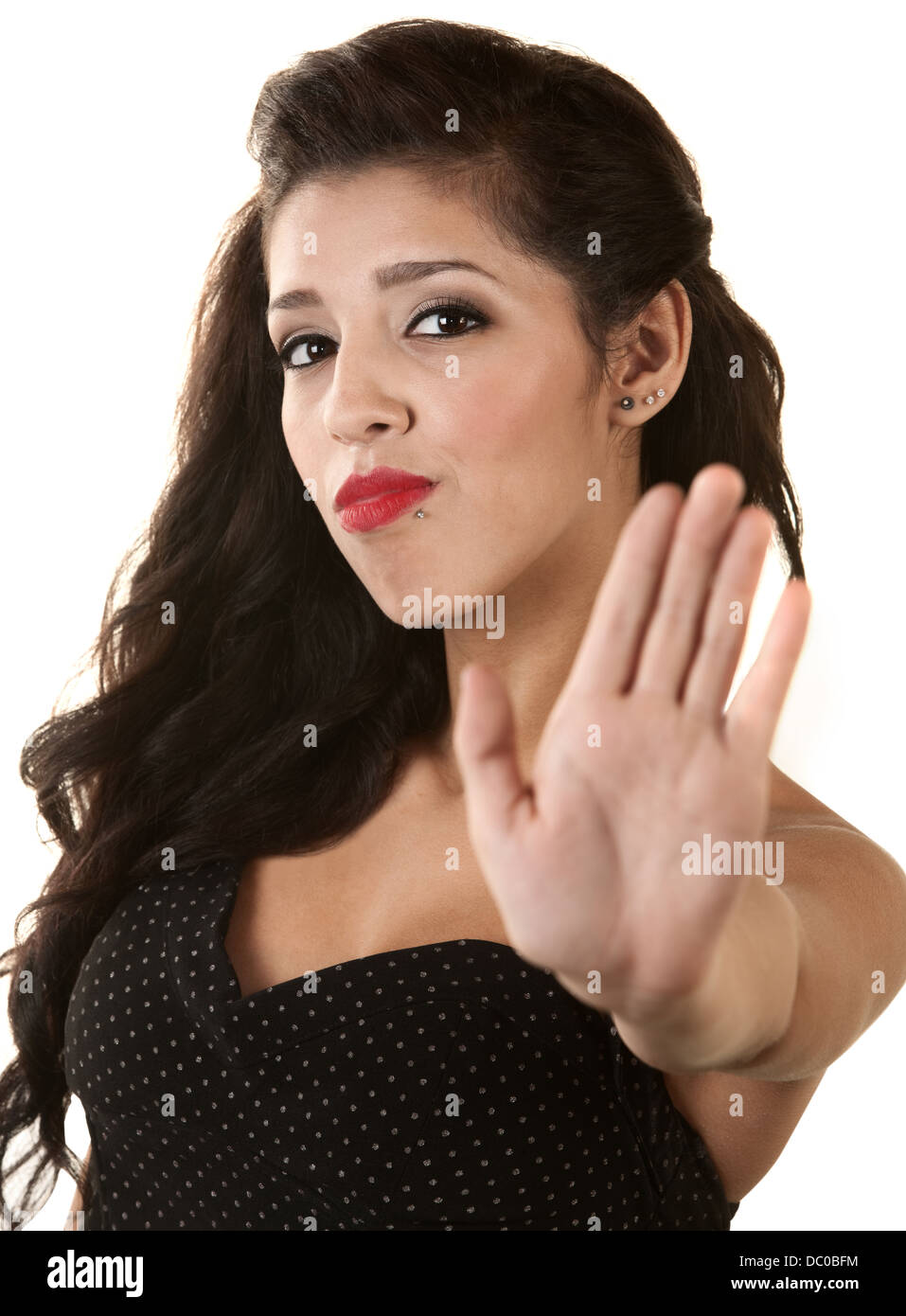Woman Gesturing to Stop Stock Photo - Alamy