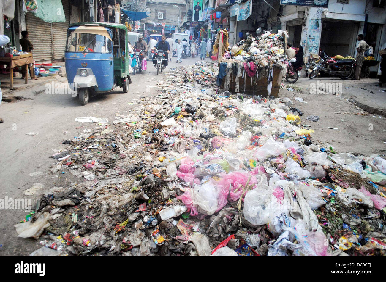 View of huge heap of garbage which is creating environmental pollution ...