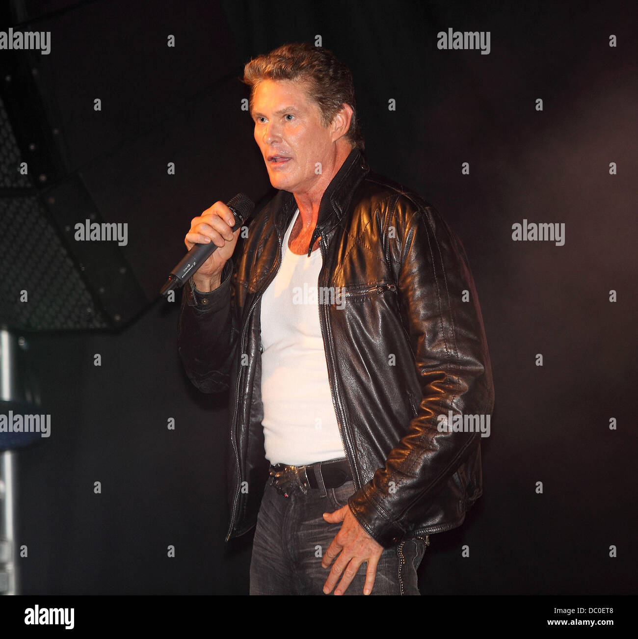 David Hasselhoff performing live at the Freshers Ball 2011 at Queens ...
