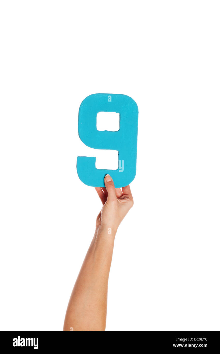 hand holding up the number nine from the bottom Stock Photo - Alamy