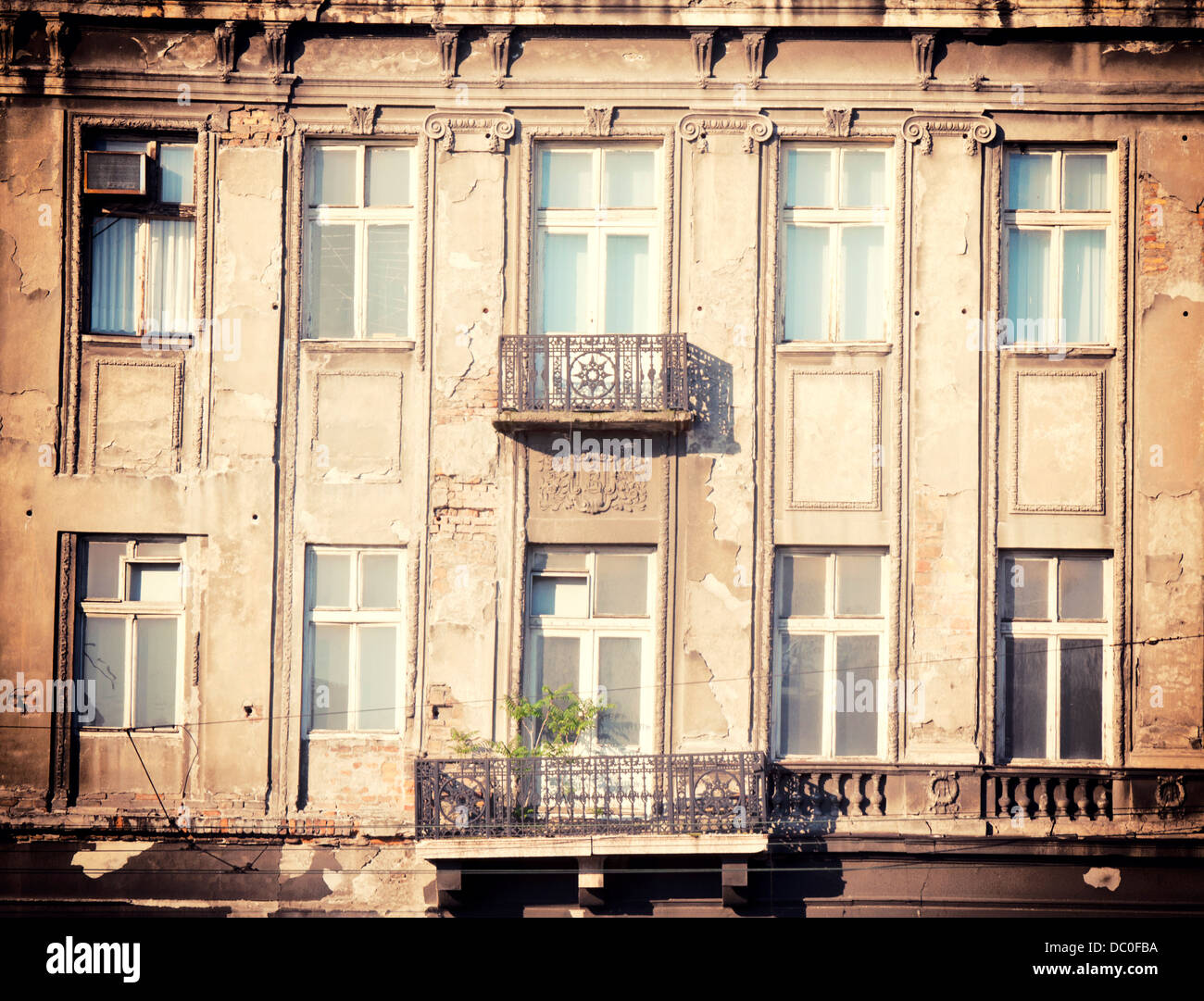 Two old type balcony on the aged building Stock Photo - Alamy