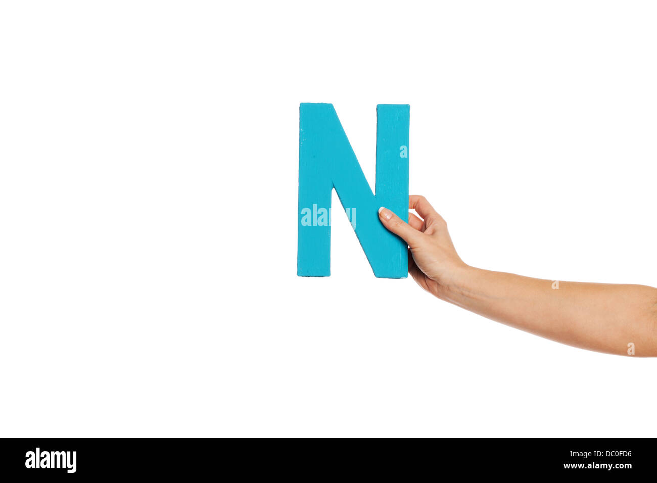 hand holding up the letter N from the right Stock Photo - Alamy