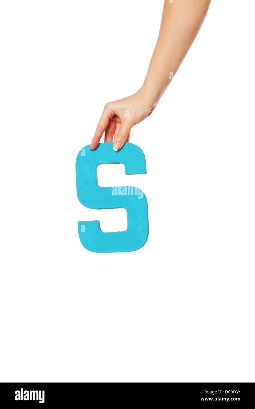 hand holding up the letter S from the top Stock Photo - Alamy
