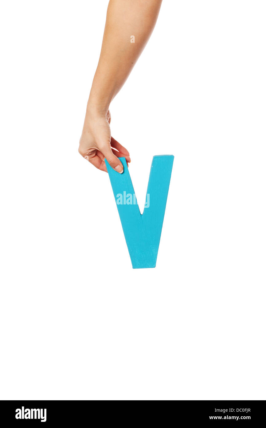 hand holding up the letter V from the top Stock Photo - Alamy