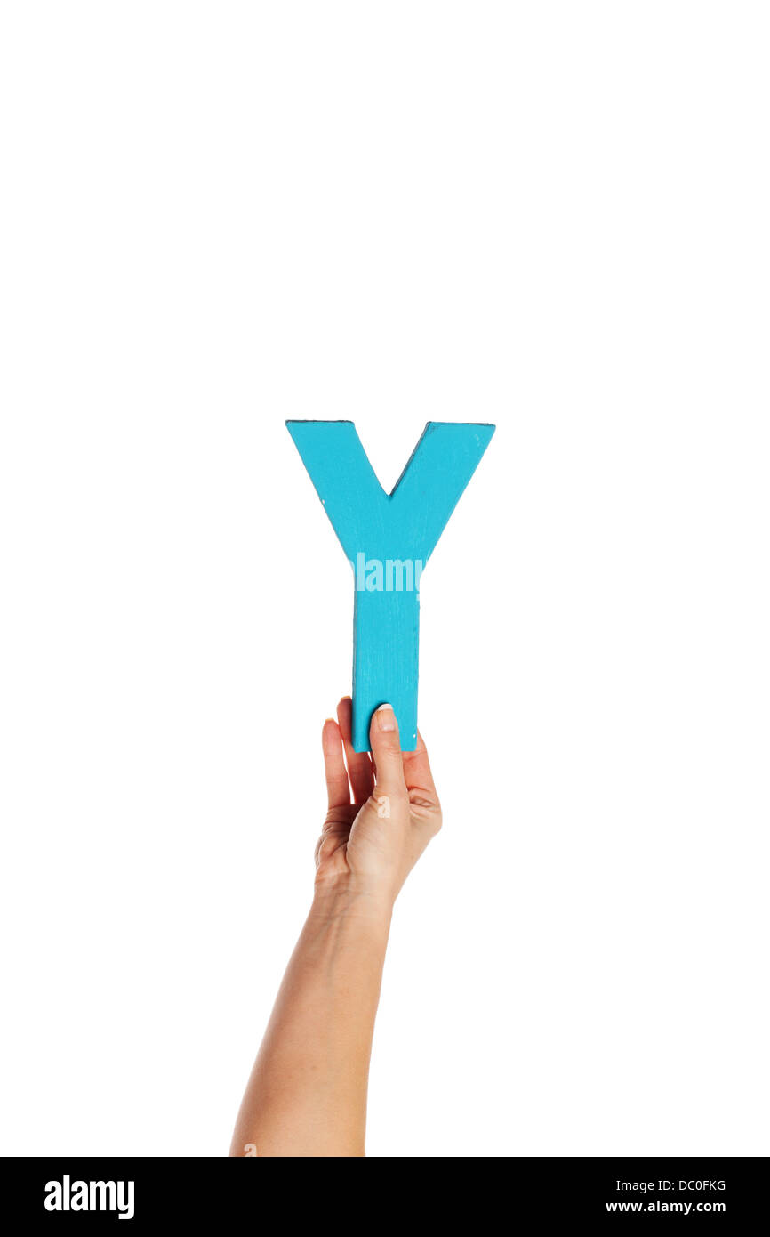 hand holding up the letter Y from the bottom Stock Photo - Alamy