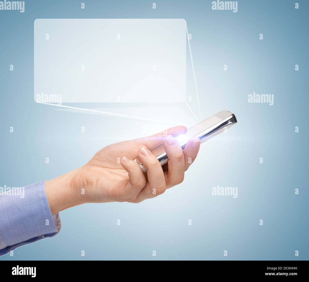 man hand with smartphone and virtual screen Stock Photo - Alamy