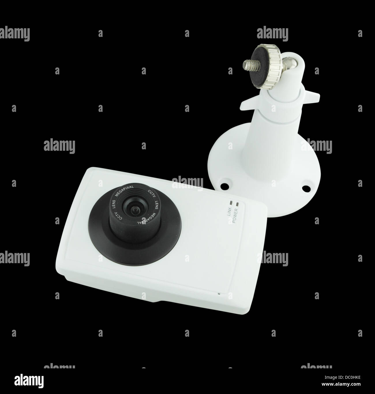 security camera on black background Stock Photo - Alamy