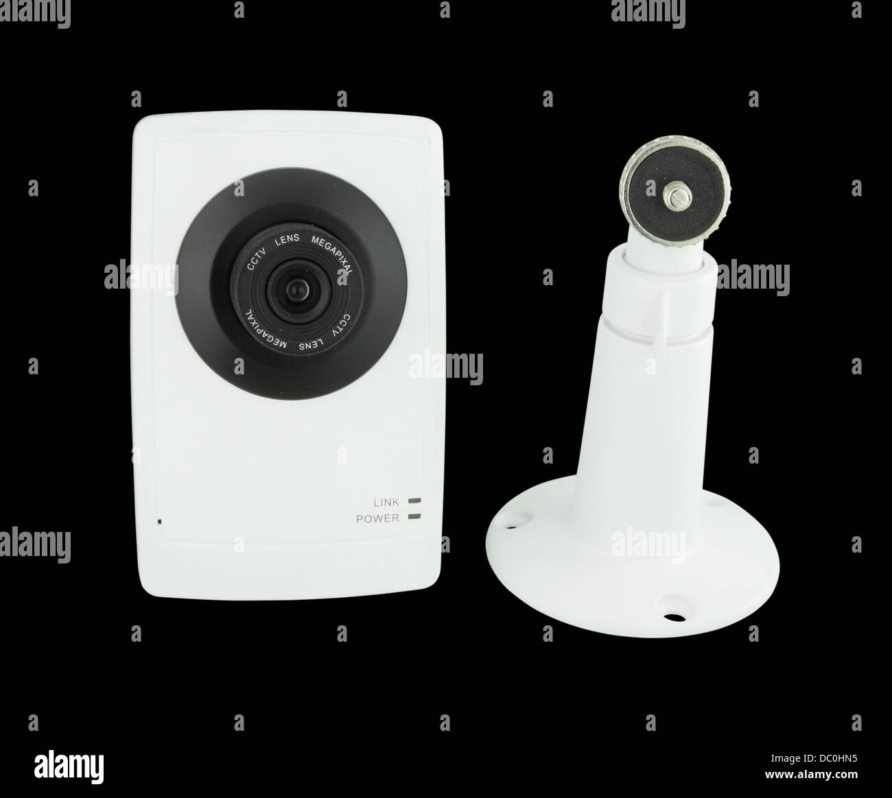 security camera on black background Stock Photo - Alamy
