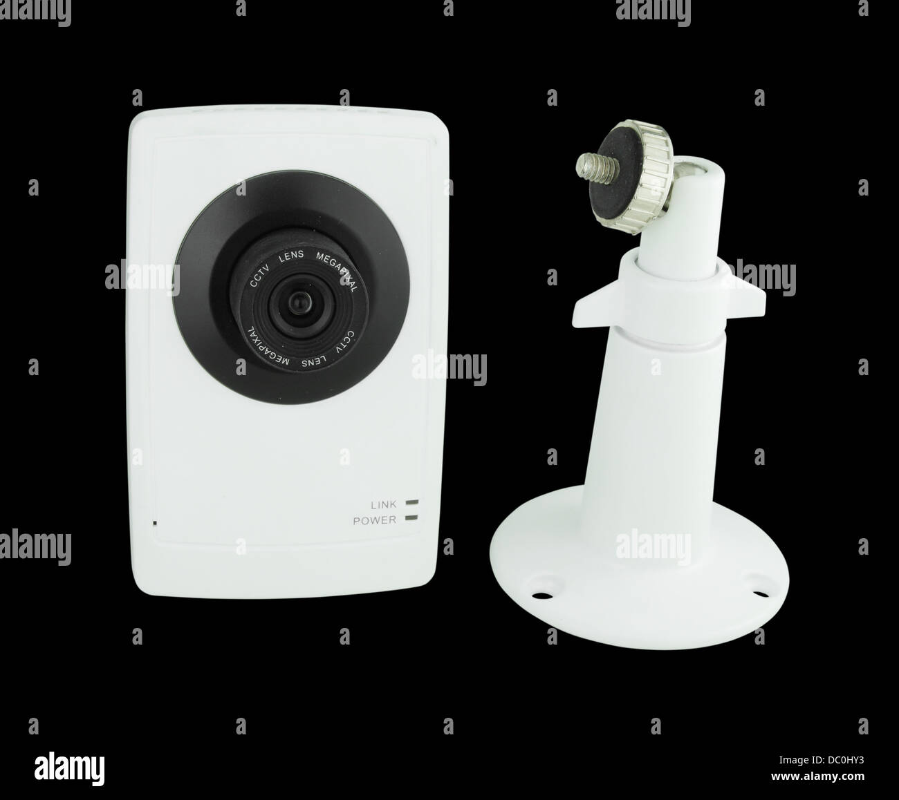 security camera on black background Stock Photo - Alamy
