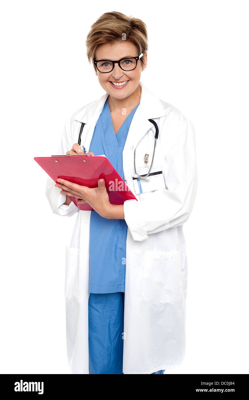 Female doctor with a case file in her hand Stock Photo - Alamy