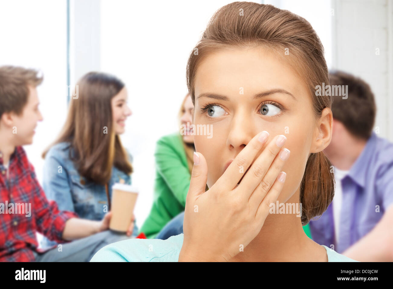 terrified student girl at school Stock Photo - Alamy