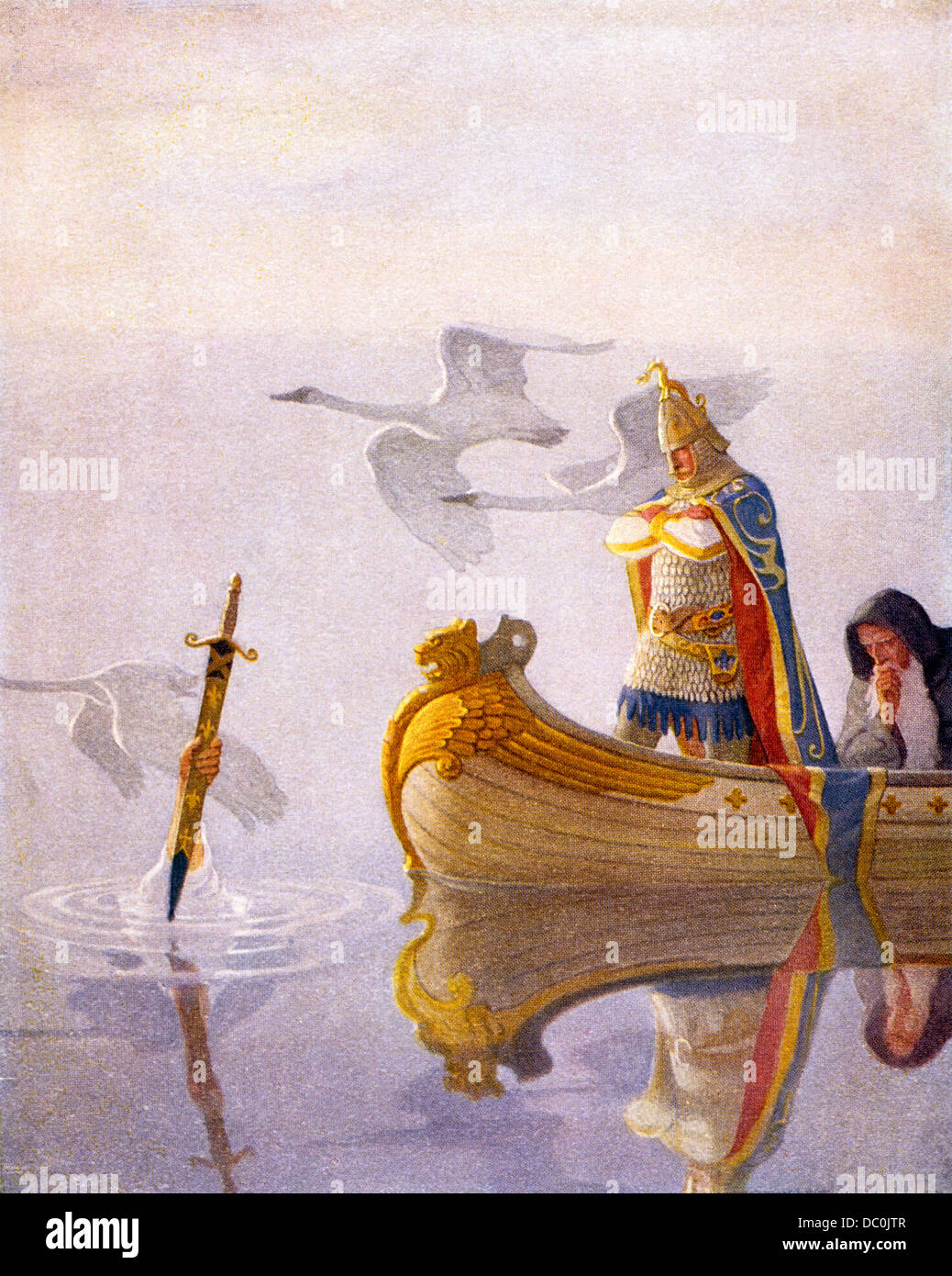 KING ARTHUR SWORD OF POWER EXCALIBUR IN LAKE BY N. C. WYETH FROM A BOY ...