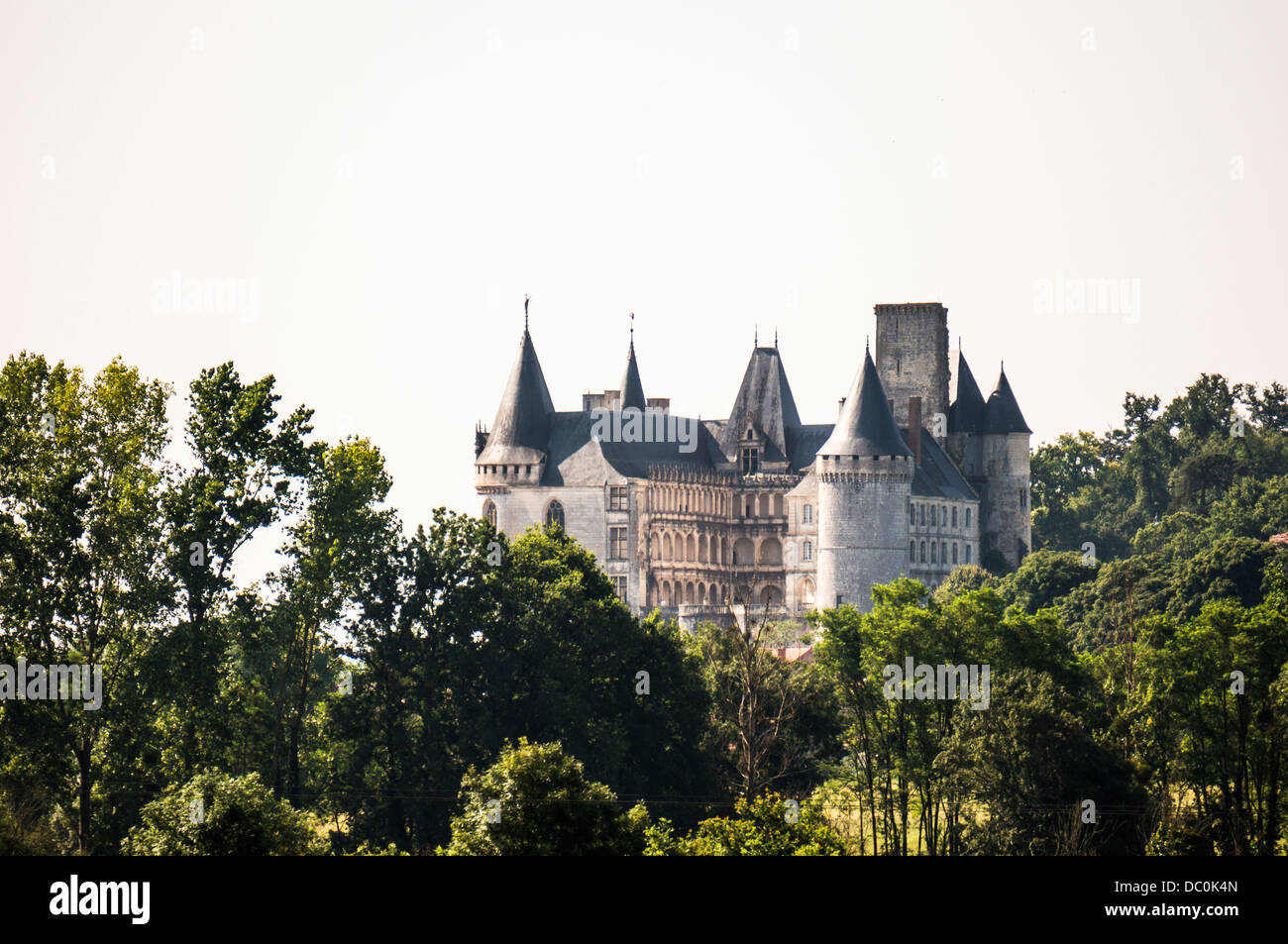 Historic, Chateau-de-la Rochefoucauld (near Angouleme), rising above ...