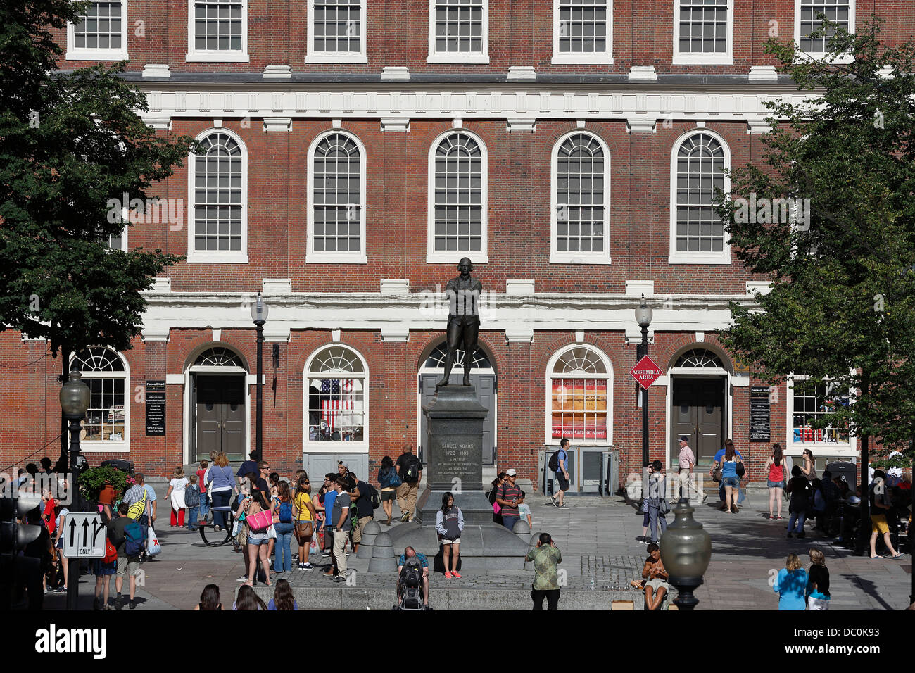 A statue of Samuel Adams in front of Faneuil Hall on the Freedom Trail ...