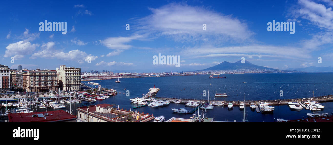Panoramic view of the Gulf of Naples seen from the town. In the ...
