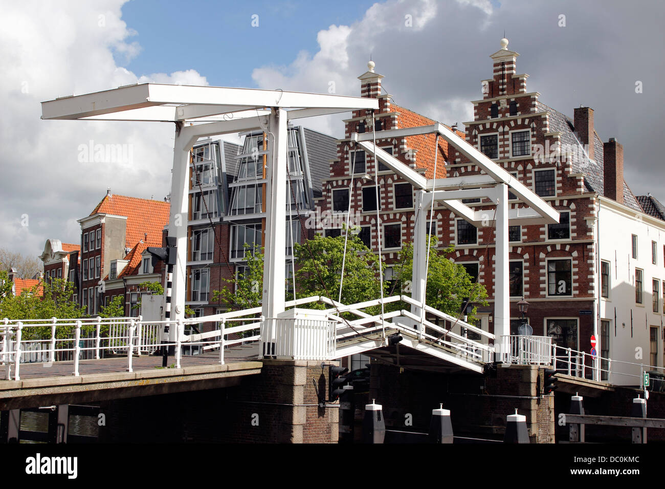 Haarlem Netherlands Europe Dutch style drawbridge over canal Stock ...