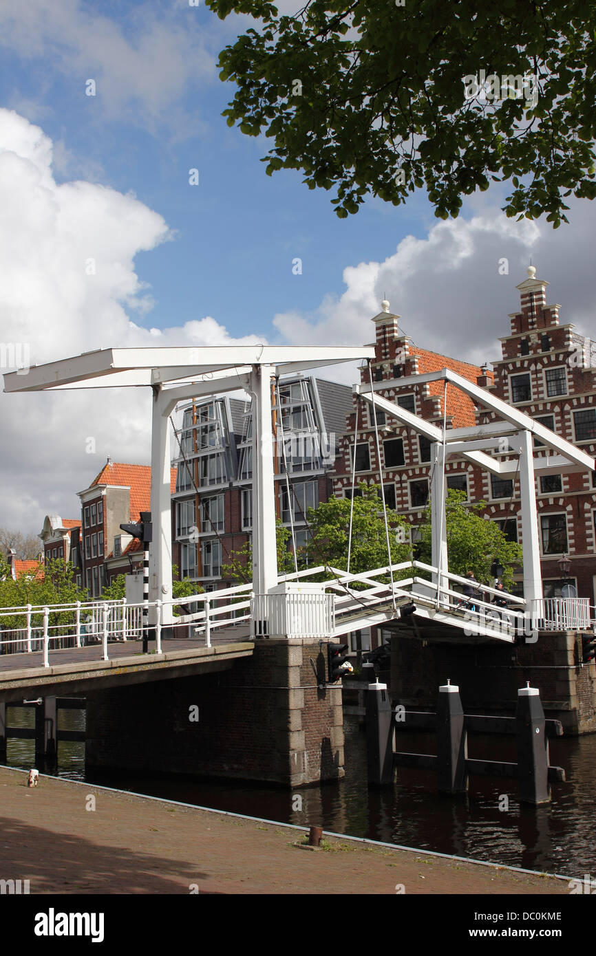 Haarlem Netherlands Europe Dutch style drawbridge over canal Stock ...