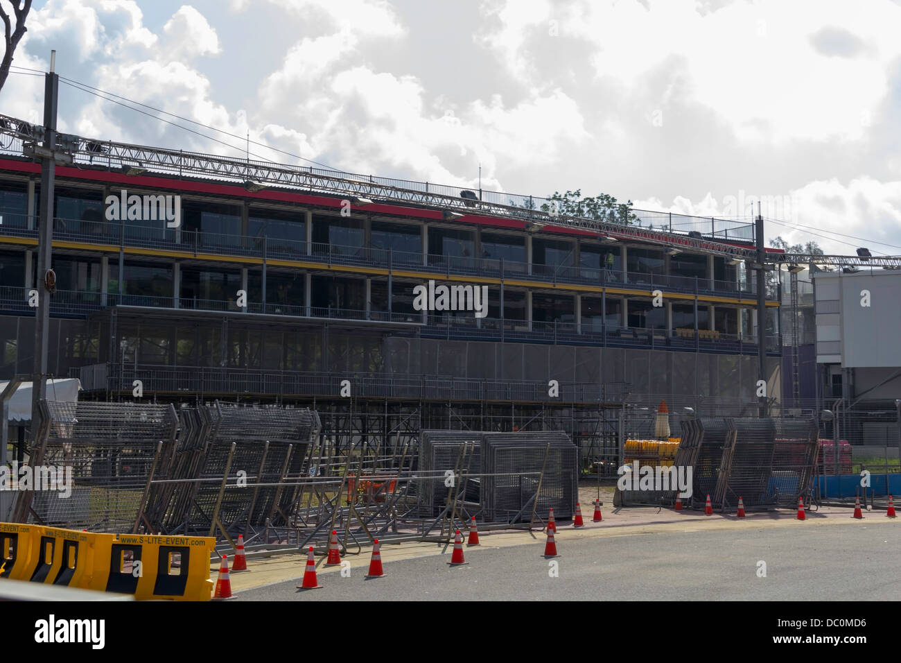 Preparing stands for the Formula One race in Singapore, construction ...