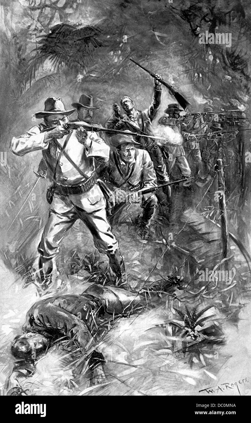 1890s JUNE 1890 JUNGLE BATTLE OF LAS GUASIMAS NEAR SANTIAGO CUBA ...