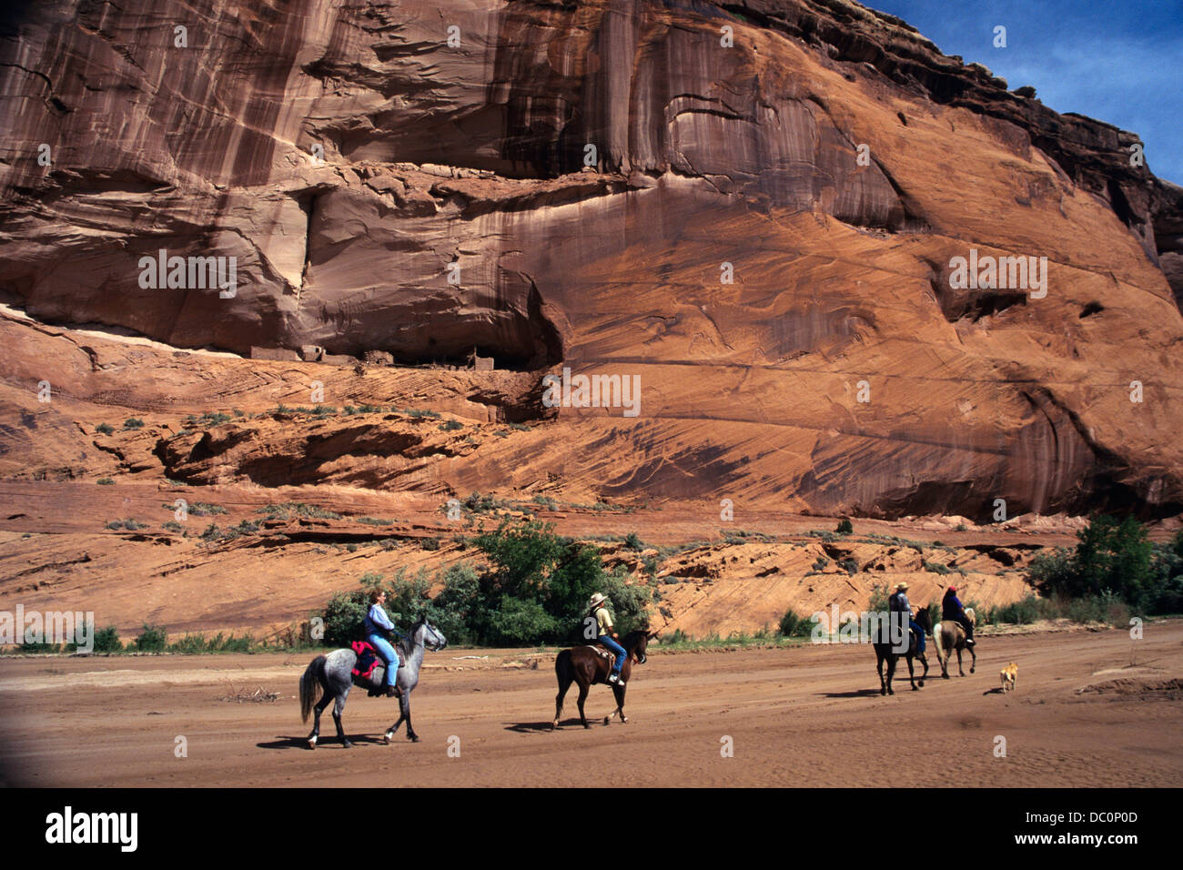 ARIZONA PEOPLE HORSEBACK RIDING THROUGH ANASAZI RUINS WITH NAVAJO GUIDE ...