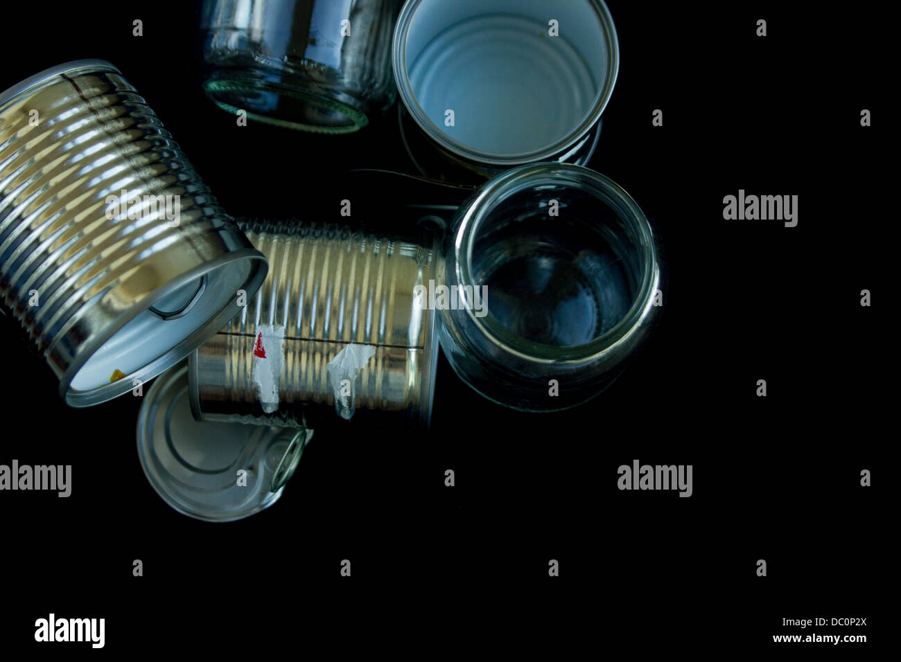 Empty aluminum cans and jars Stock Photo - Alamy