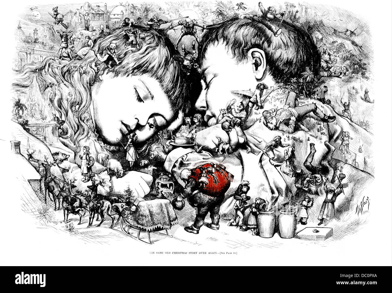 THOMAS NAST ILLUSTRATION SAINT NICK AND THE WONDERS OF CHRISTMAS BOY ...