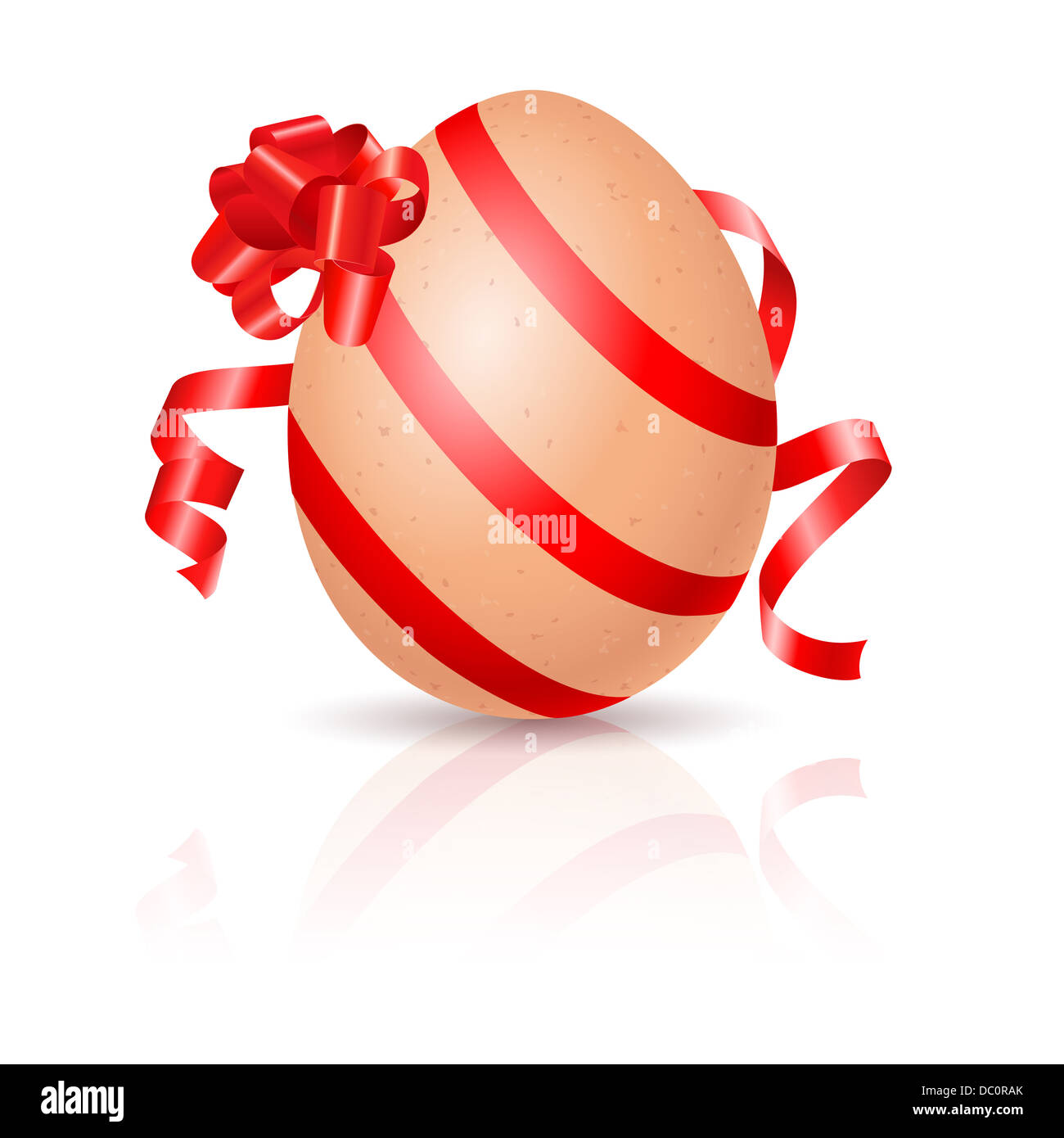 Single Easter Egg with red ribbon. Illustration on white Stock Photo ...