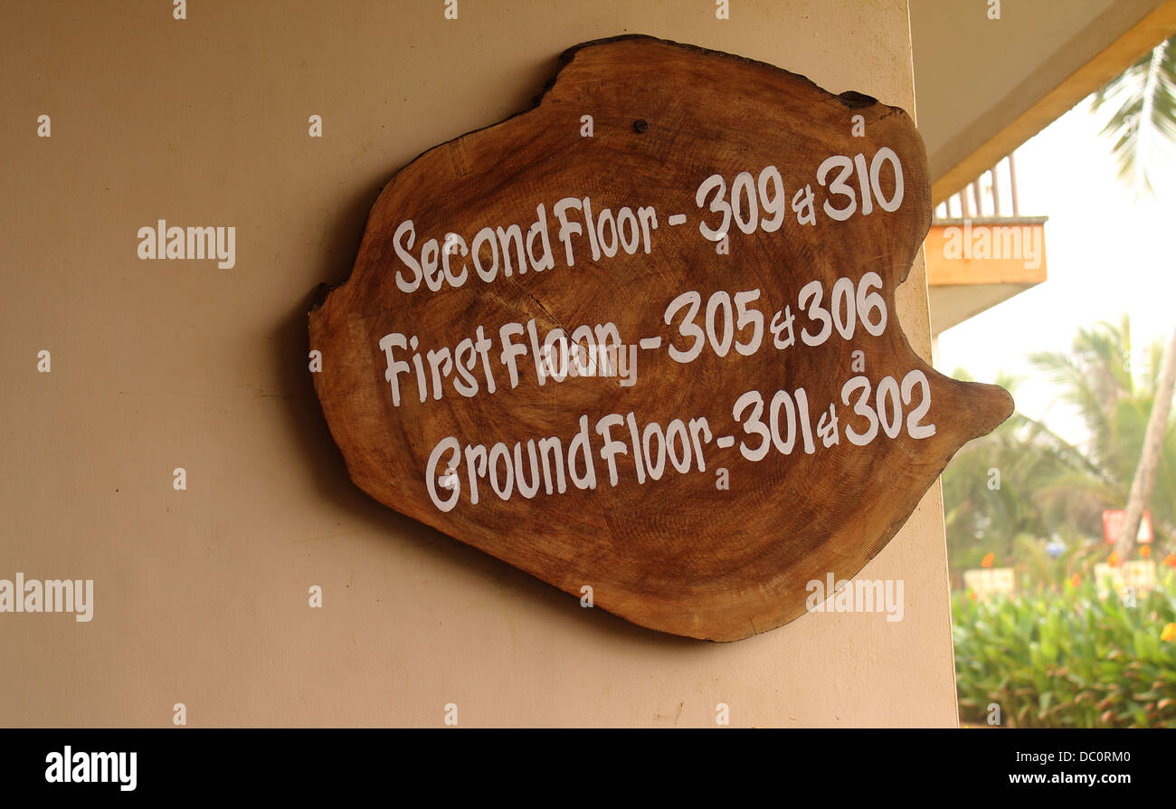 Board displaying room numbers in a resort Stock Photo - Alamy